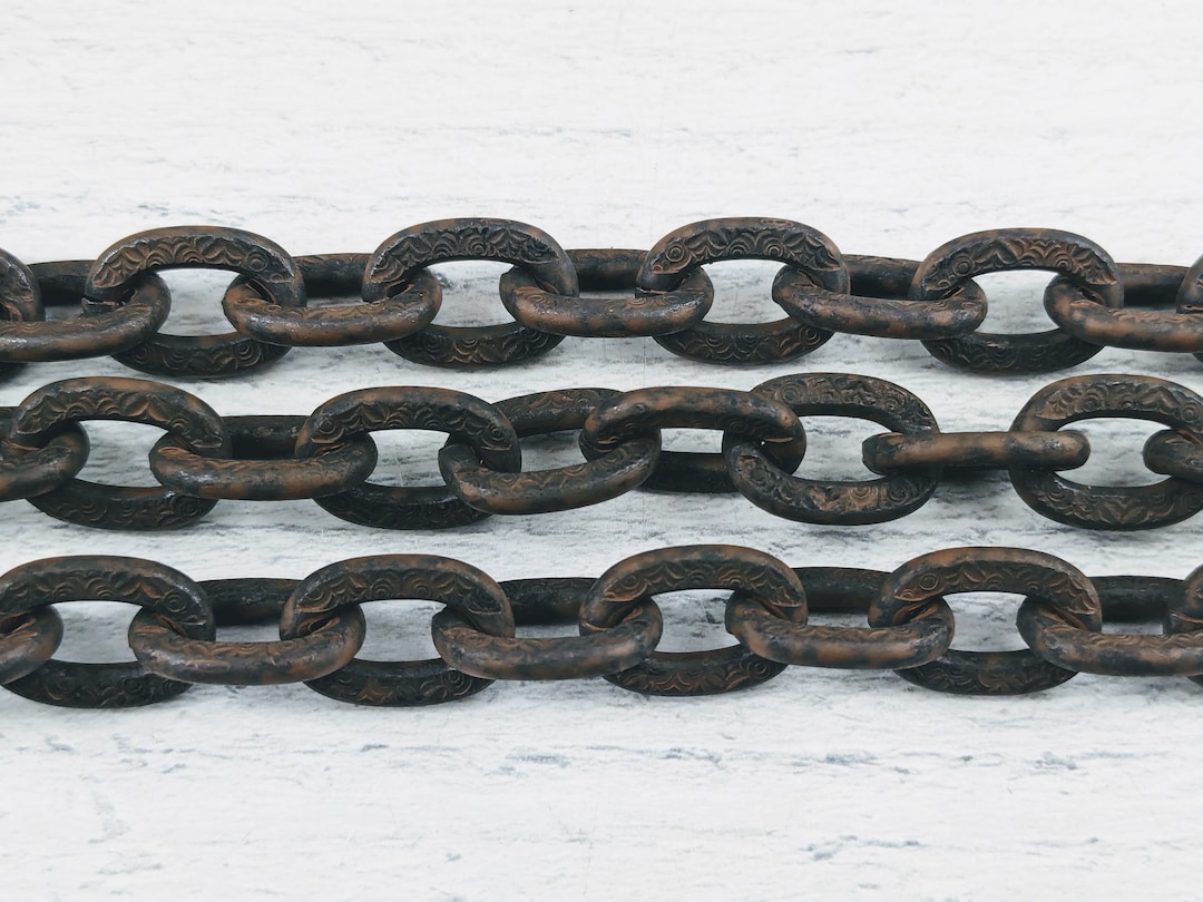 Rustic Brown Plated Ornate Textured Cable Link Chain, 10x14mm, Heavy ...