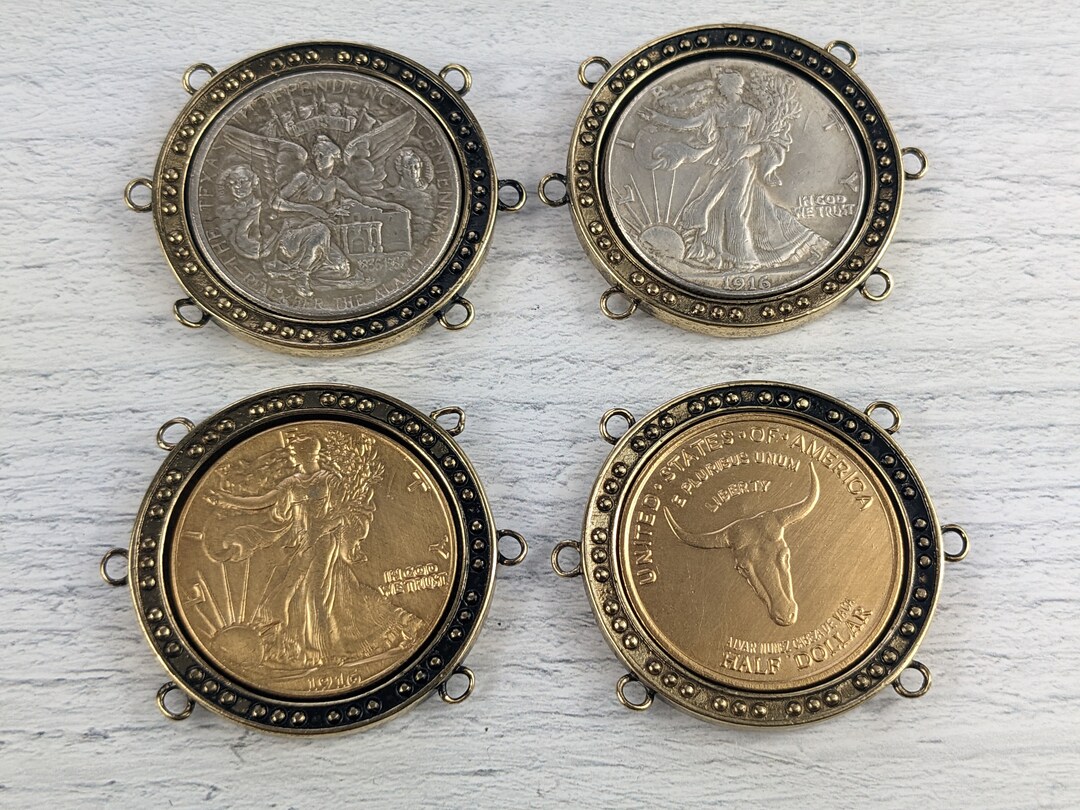 Antique Brass Fairy, Longhorn or Lady Liberty Replica Coin Connectors ...