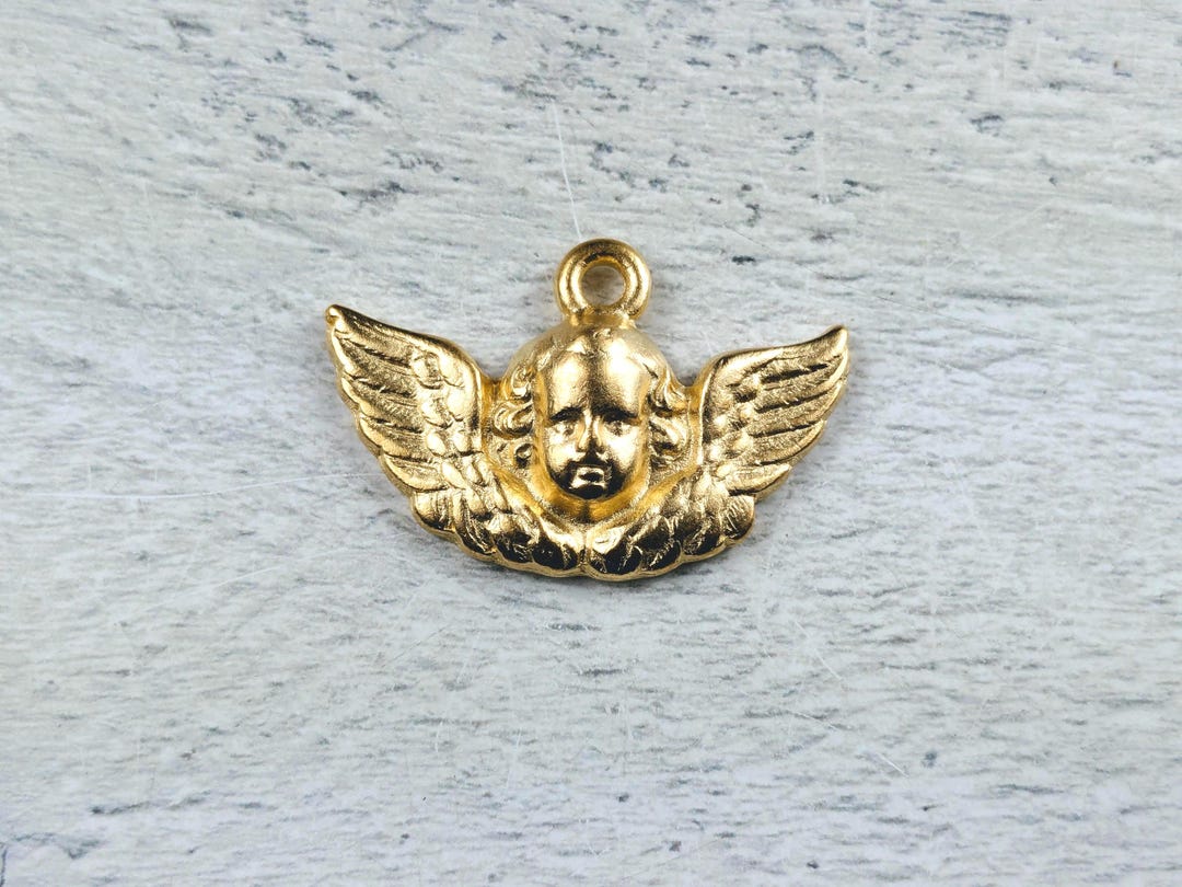 Matte Gold Plated Winged Cherub Charm, Pendant, Flying, 1pc. 33x24mm - Etsy