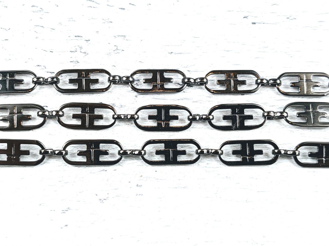 Gunmetal Plated Cutout Ornate Oval Link Chain, 16x7mm, Unique - Etsy
