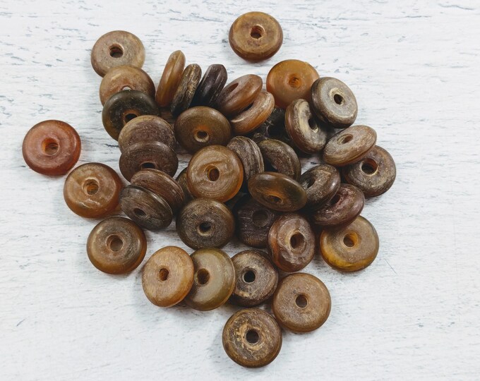 Golden Water Buffalo Horn Rondelle Beads, Disc, 15x5mm, 20pcs. - Etsy