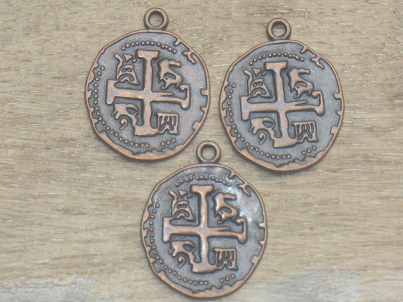 Antique Copper Roman Coin Cross Double Sided Charm Religious | Etsy