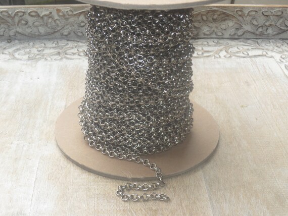 Antique Silver Hammered Round Link Cable Chain Textured 6mm | Etsy