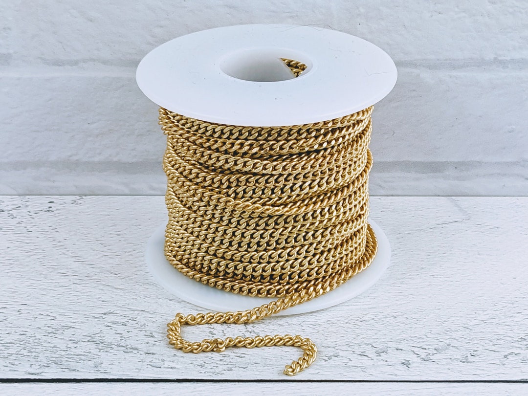 Small Flattened Curb Chain in Matte Gold, Matte Gold Chain - Etsy