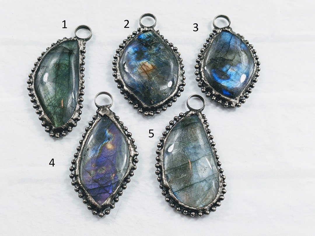 Hand Soldered Free Form Flash Labradorite Ball Chain Edge Pendants, 1pc ...