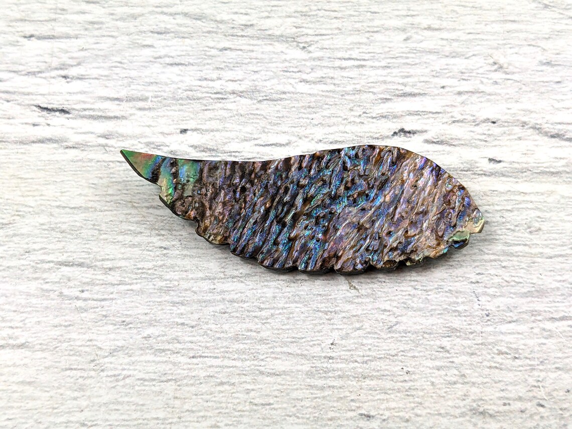 Hand Carved Abalone Shell Wing Cabochon, Feather, No Hole, OOAK, Approx ...