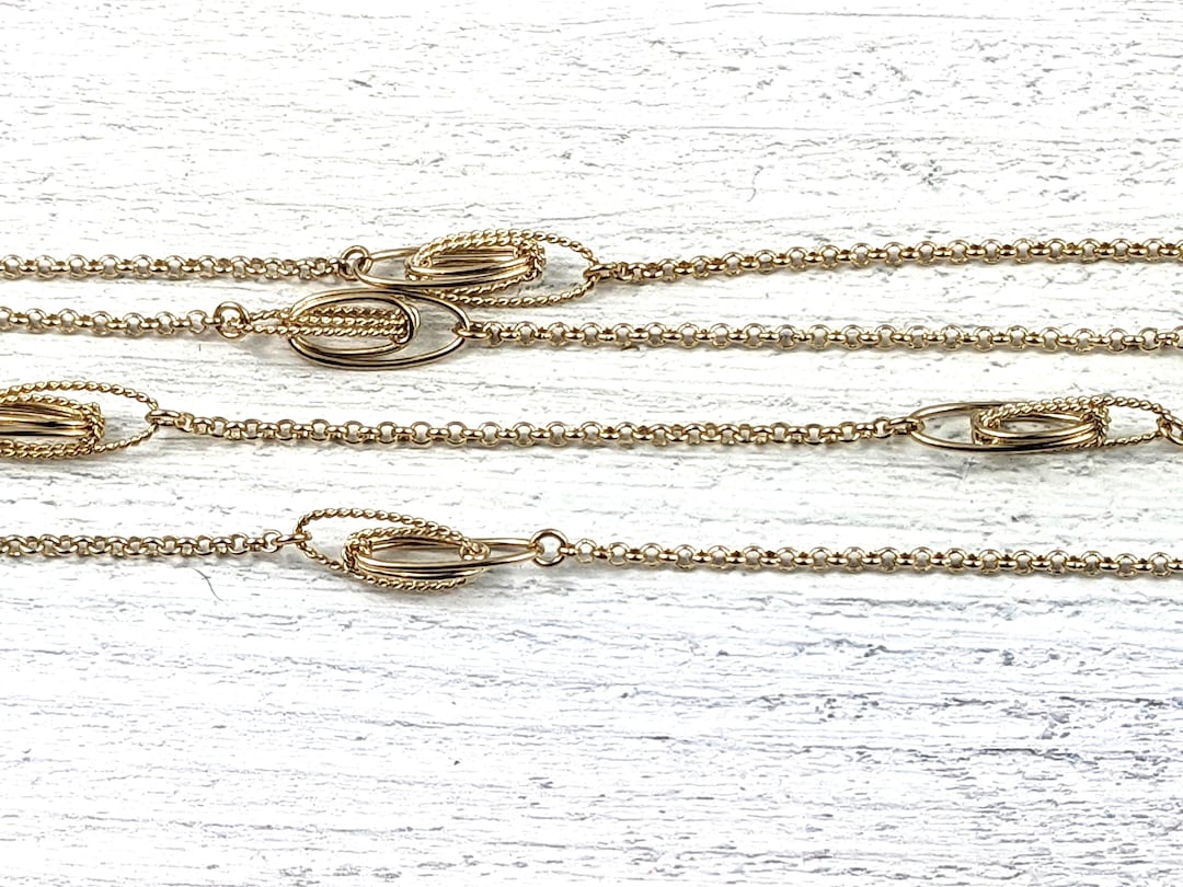 Gold Plated Oval Twisted Double Link Rolo Chain, Joined Links, Rare ...