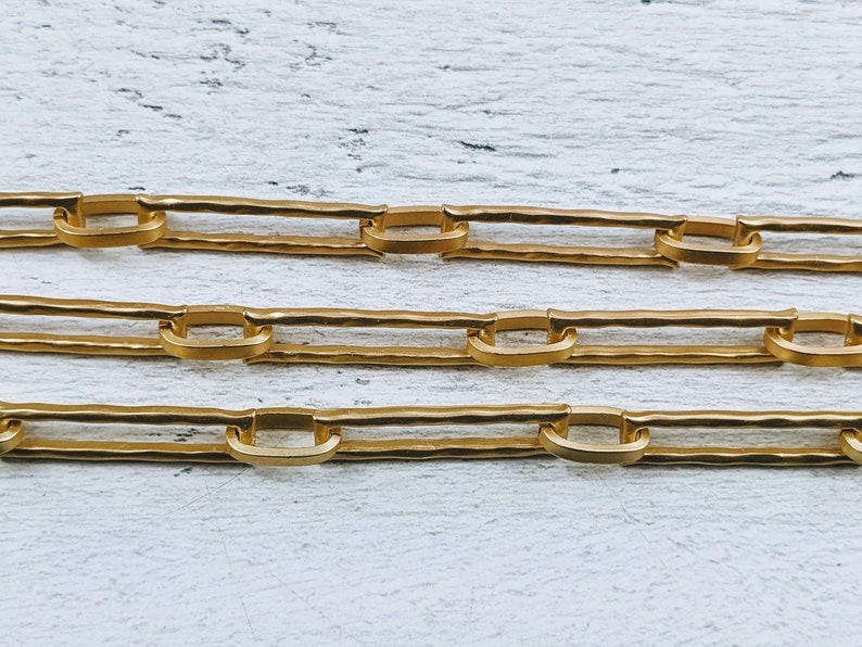 Matte Gold Hammered Rectangle Link Chain 28x6mm Long Links - Etsy