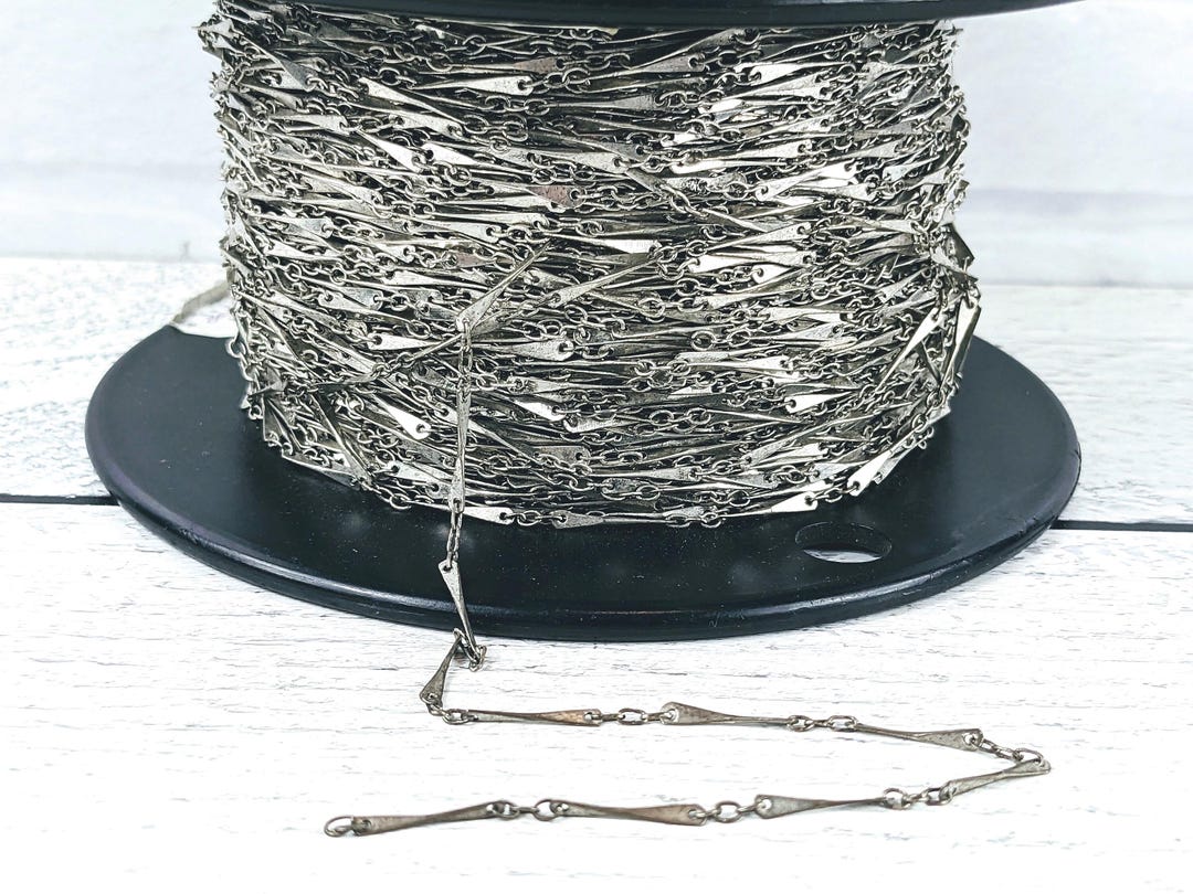 Antique Silver Twisted Bar Chain, 14x3mm, Dainty - Etsy