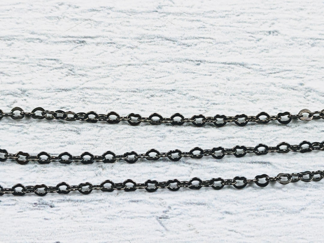 Gunmetal Tiny Heart Link Chain, Dainty Chain, Soldered Links, 2x1mm - Etsy
