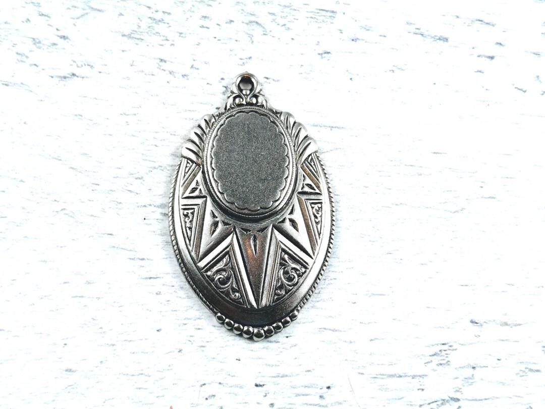 Antique Silver Ox Aztec Bursting Sun Pendant, Oval, 42x26mm, - Etsy