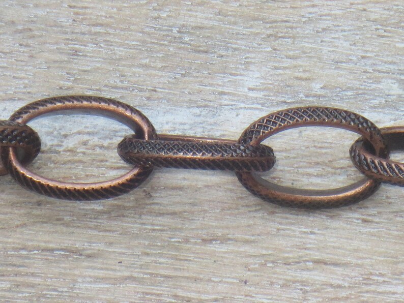 Antique Copper Gothic Textured Link Chain 11x17mm Oval Link - Etsy