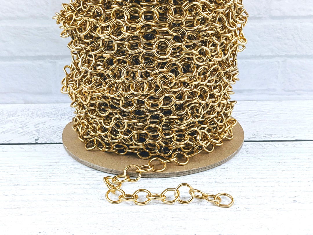 Large Antique Gold Hammered Round Cable Link Chain, 13mm - Etsy