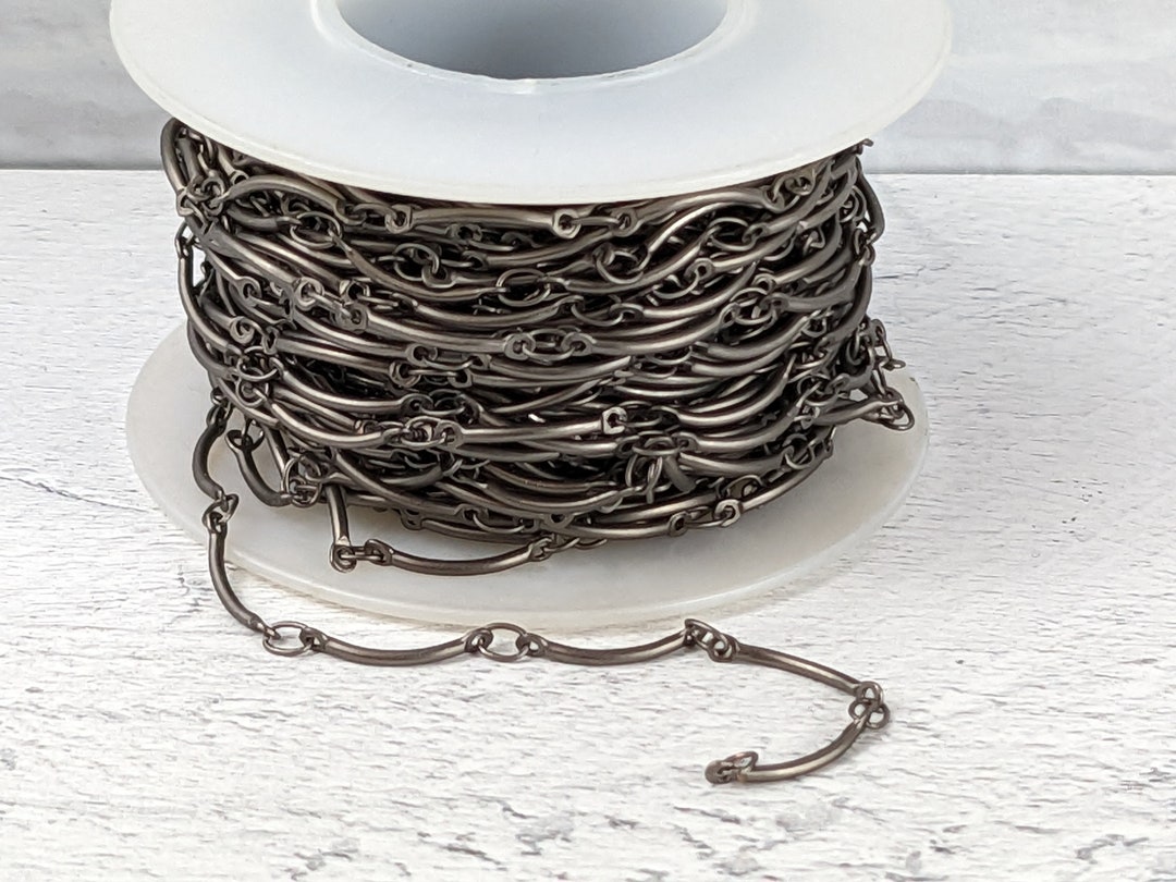 Curved Bar Chain in Matte Gunmetal, Bar Chain - Etsy