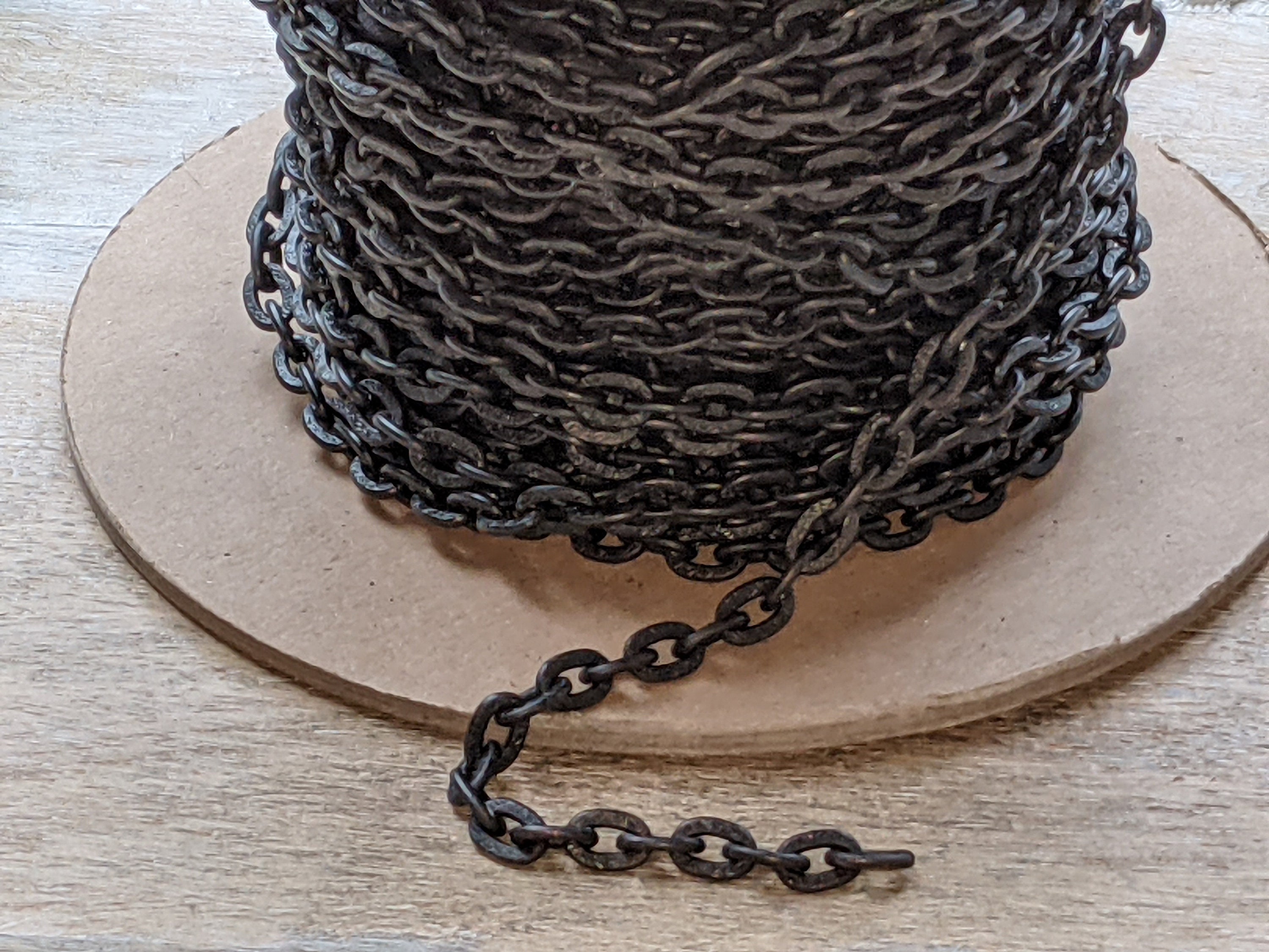 Matte Black Ornate Textured Cable Link Chain 7x9mm Heavy | Etsy