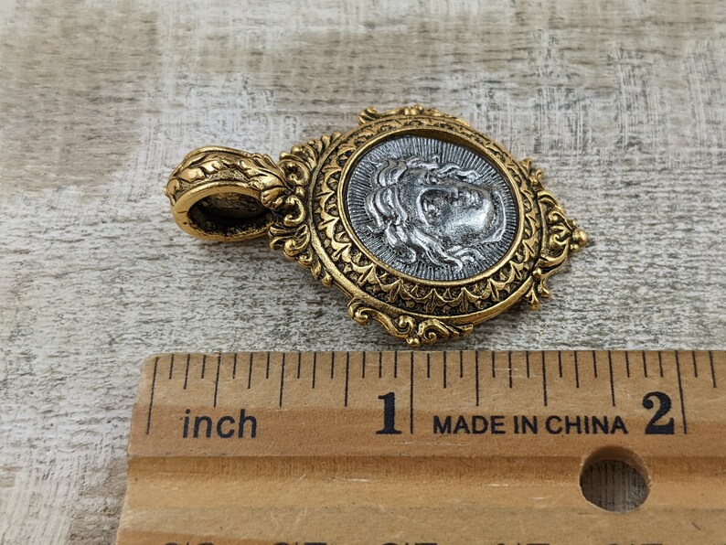 Large Antique Silver and Gold Pewter Ornate Replica Coin - Etsy