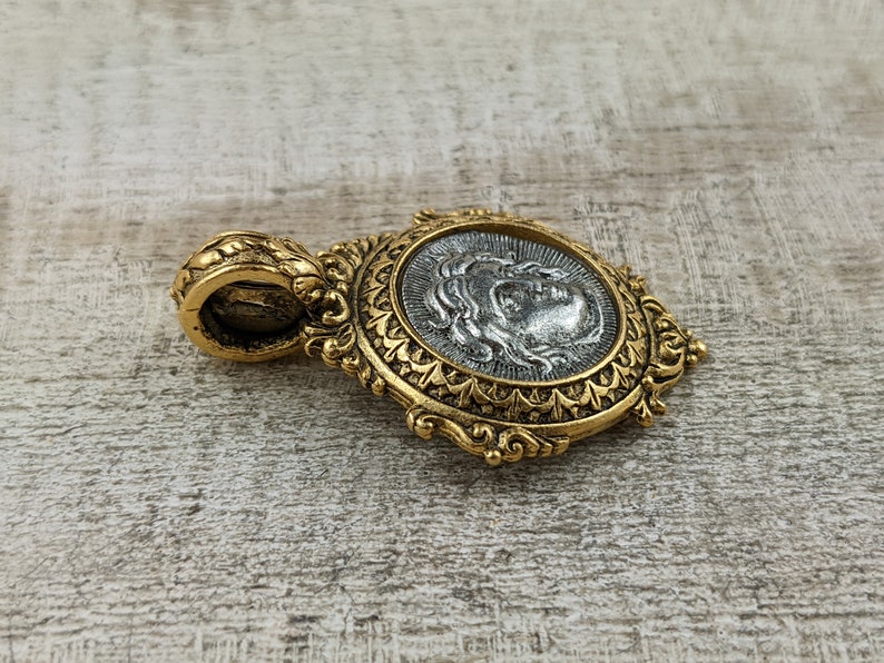 Large Antique Silver and Gold Pewter Ornate Replica Coin - Etsy