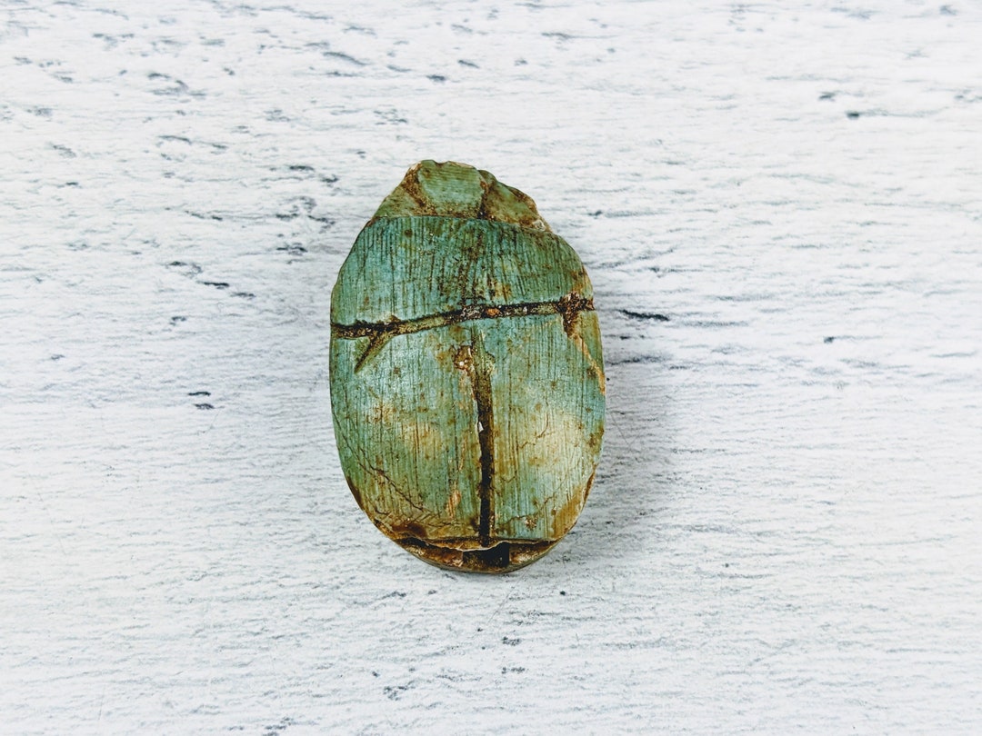 Large Carved Natural Steatite Stone Scarab Bead, Egyptian Scarab Bead ...