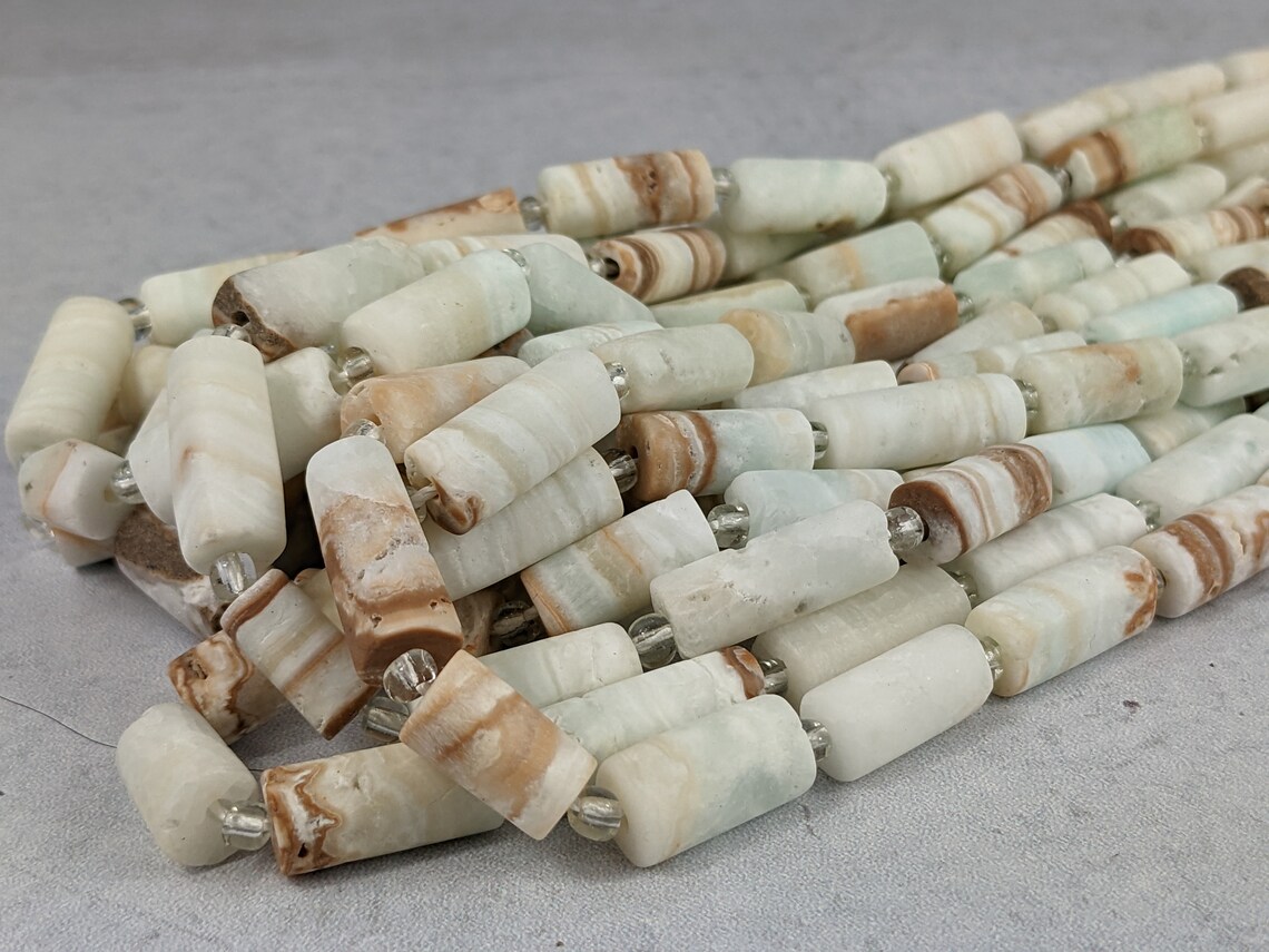 Rare Afghani White and Brown Calcite Striped Gemstone Tube - Etsy