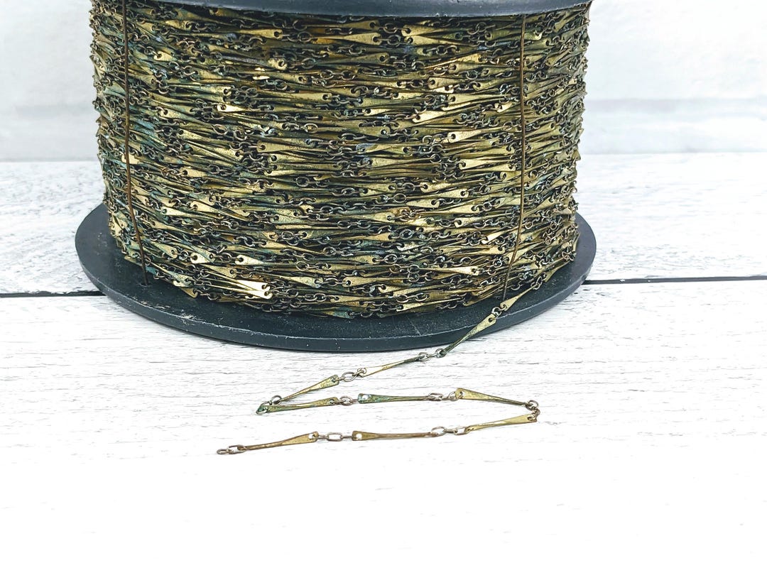 Vintage Brass and Antique Silver Patina Twisted Bar Chain, 14x3mm ...