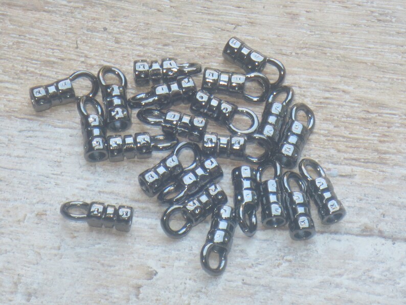 1mm Gunmetal Crimp End with Loop Leather Crimp 10pcs. | Etsy