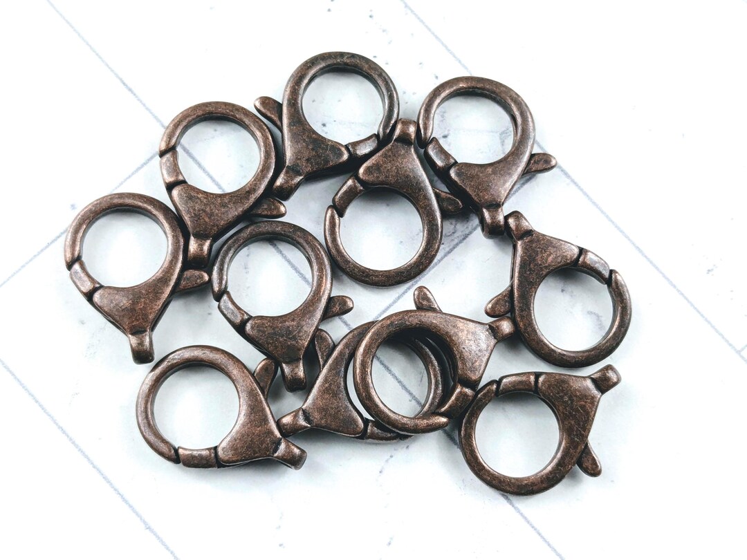 24mm Large Rounded Antique Copper Ox Lobster Clasps, Lobster Claw, 2pcs ...