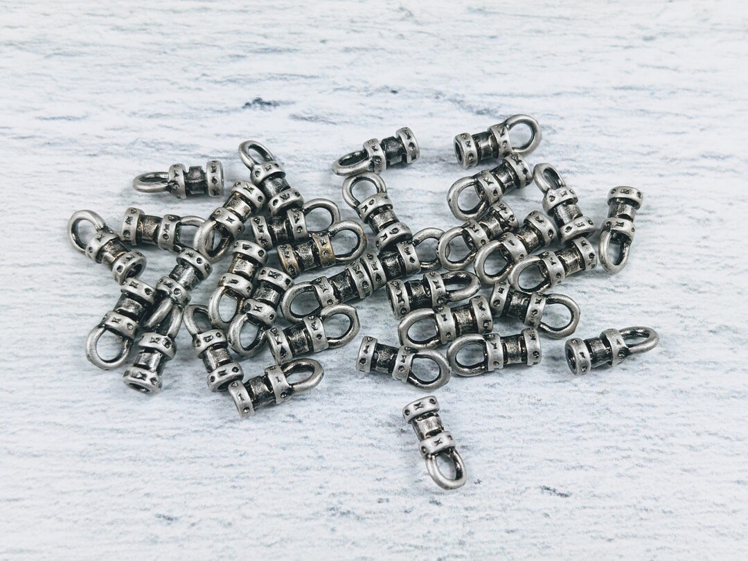 1.5mm Antique Silver Crimp End With Loop, Leather Crimp, 10pcs. - Etsy