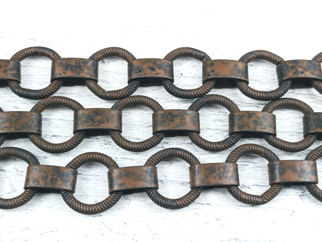 Rustic Brown Plated Large 16mm Textured Link and Connector Chain, Round ...
