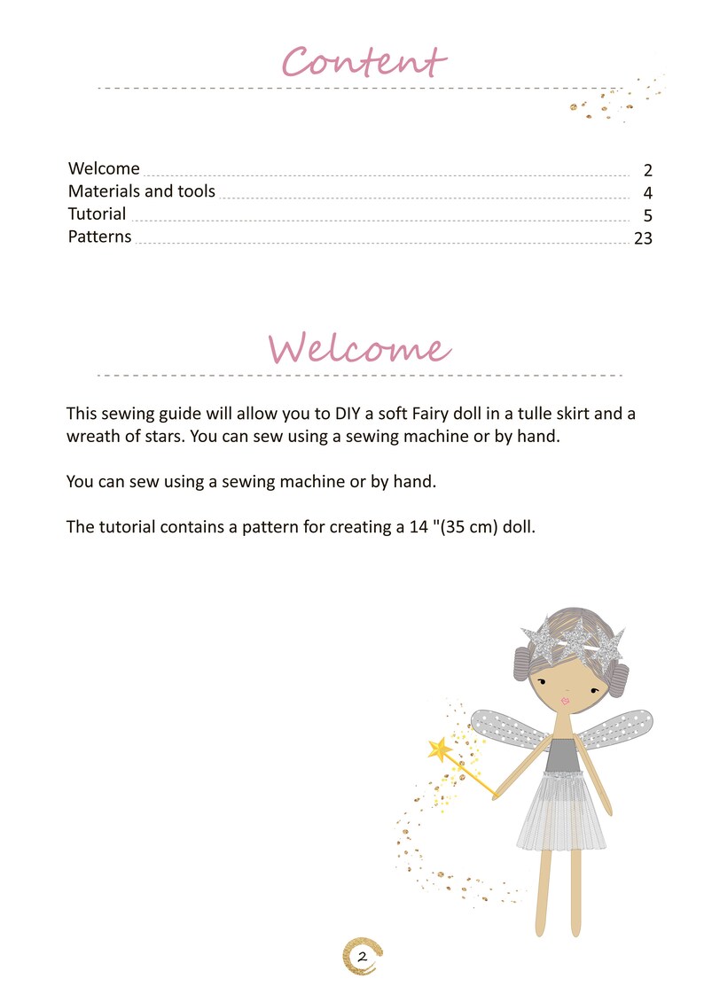 Fairy Doll Pattern PDF Rag Doll 14 Inch Sewing Tutorial Baby - Etsy