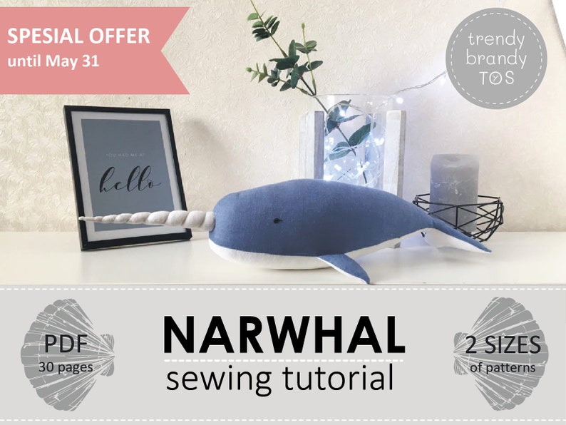 PDF Sewing Tutorial Pattern Stuffed Animal Whale Pattern | Etsy