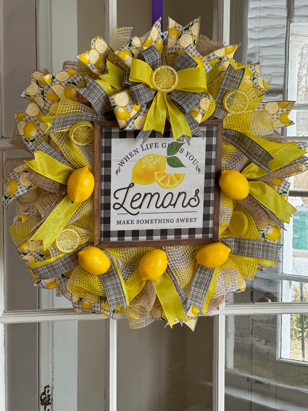 Lemon Inspired Wreath. Fresh Lemonade Door Wreath. Summer Door Wreath ...