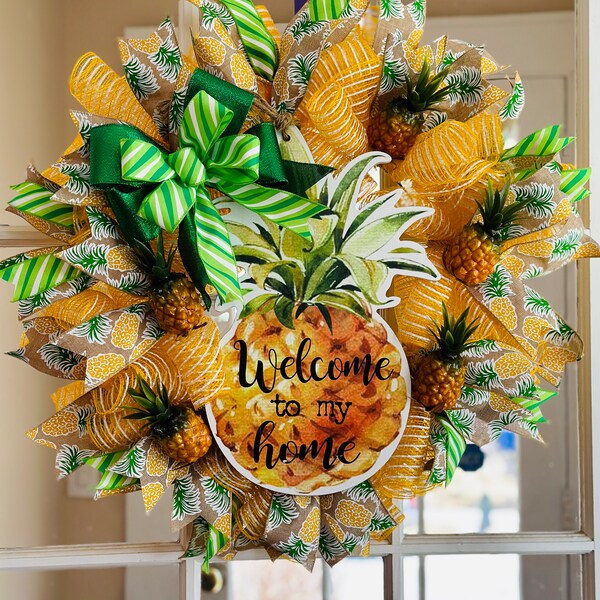 Pineapple Mesh Wreath - Etsy