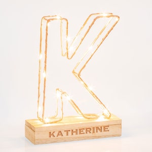 Personalised Light up Letter Light K | Custom Name Copper Light up ...
