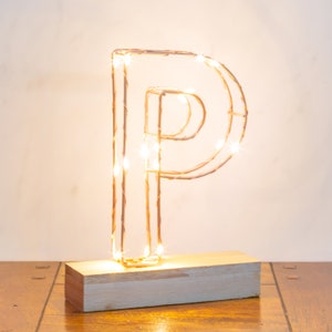 Light up Letter P Custom Name Copper Light up Letter - Etsy UK