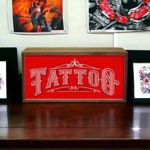 Light Box Tattoo Parlour Sign illuminated Light up LED Store Signage ...
