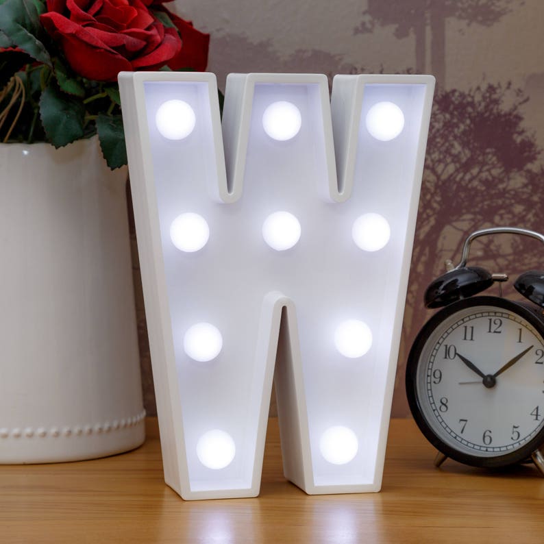 Light up Letters W Marquee Letters LED Bedside Lamp White - Etsy UK