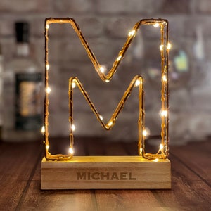 Personalised Light up Letter Light M | Custom Name Copper Light up ...