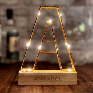 Personalised Light up Letter Light A | Custom Name Copper Light up ...