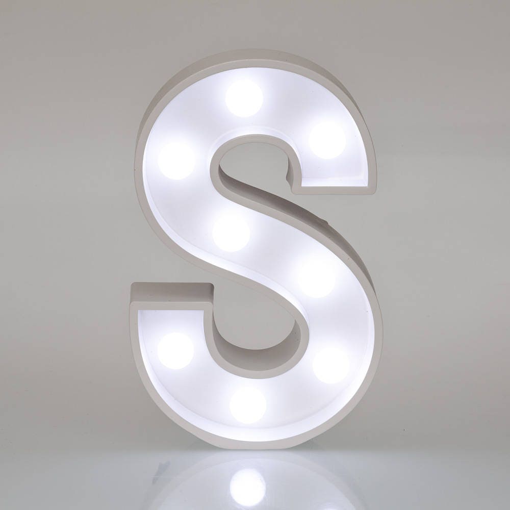 Light up Letters S Marquee Letters LED Bedside Lamp White - Etsy