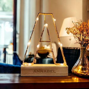 Personalised Light up Letter Light A | Custom Name Copper Light up ...
