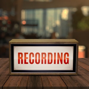 Light Box Recording Sign | Illuminated LED Room Signage | Retro Sound ...