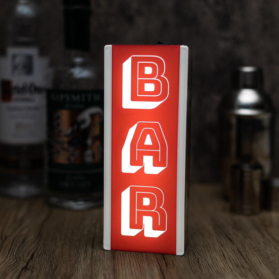 Light up BAR Sign - Illuminated Bar Sign Light Box - Man Cave Décor ...