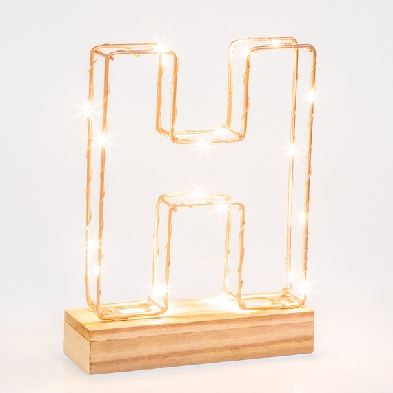 Light up Letter H Custom Name Copper Light up Letter H - Etsy