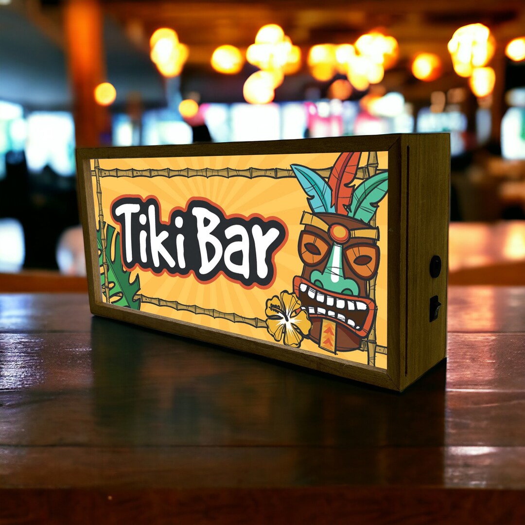 Light Box Home Tiki Bar | Illuminated LED Room Sign | Tropical Beach ...