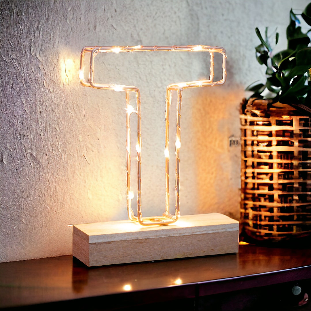 Light up Letter T | Custom Name Copper Light up Letter | Bedroom Living ...