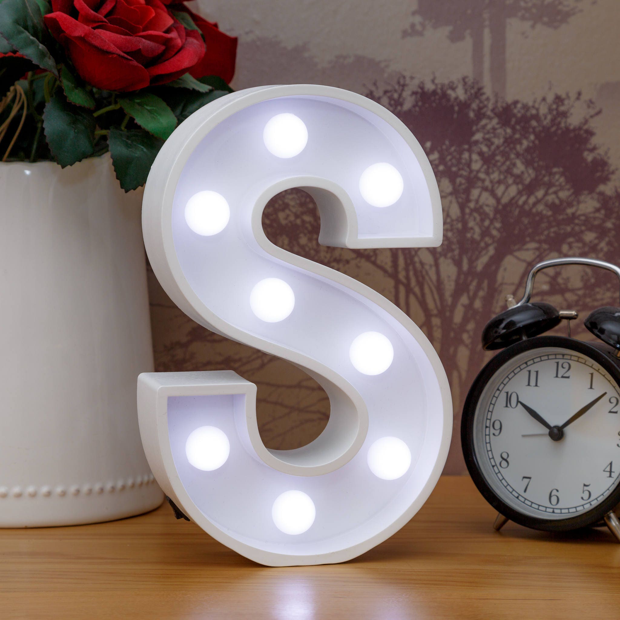 Light up Letters S Marquee Letters LED Bedside Lamp White - Etsy