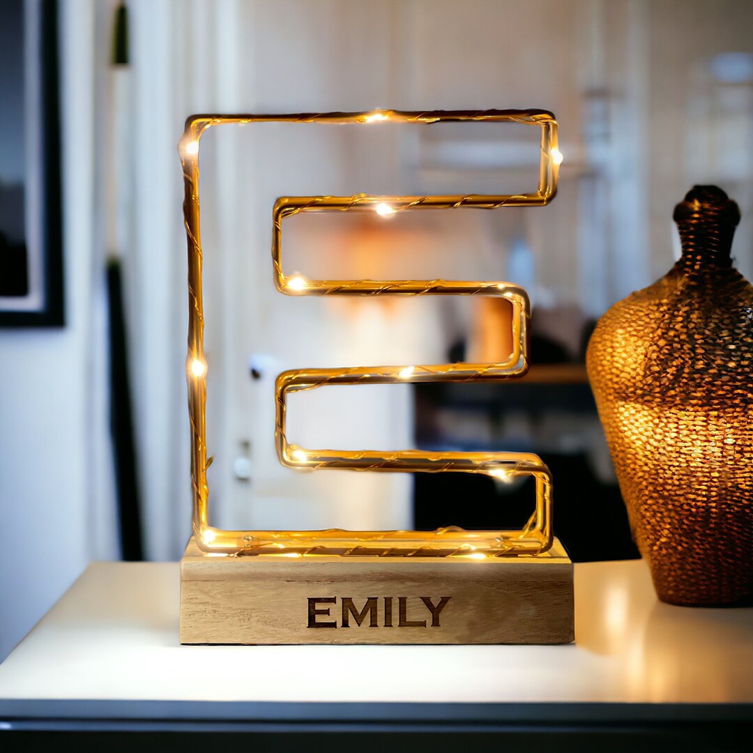 Personalised Light up Letter Light E | Custom Name Copper Light up ...