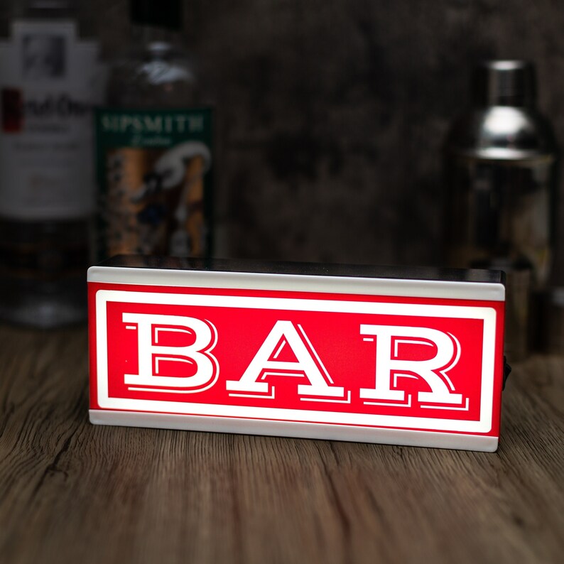 Light up BAR Sign Illuminated Bar Sign Light Box Man Cave - Etsy