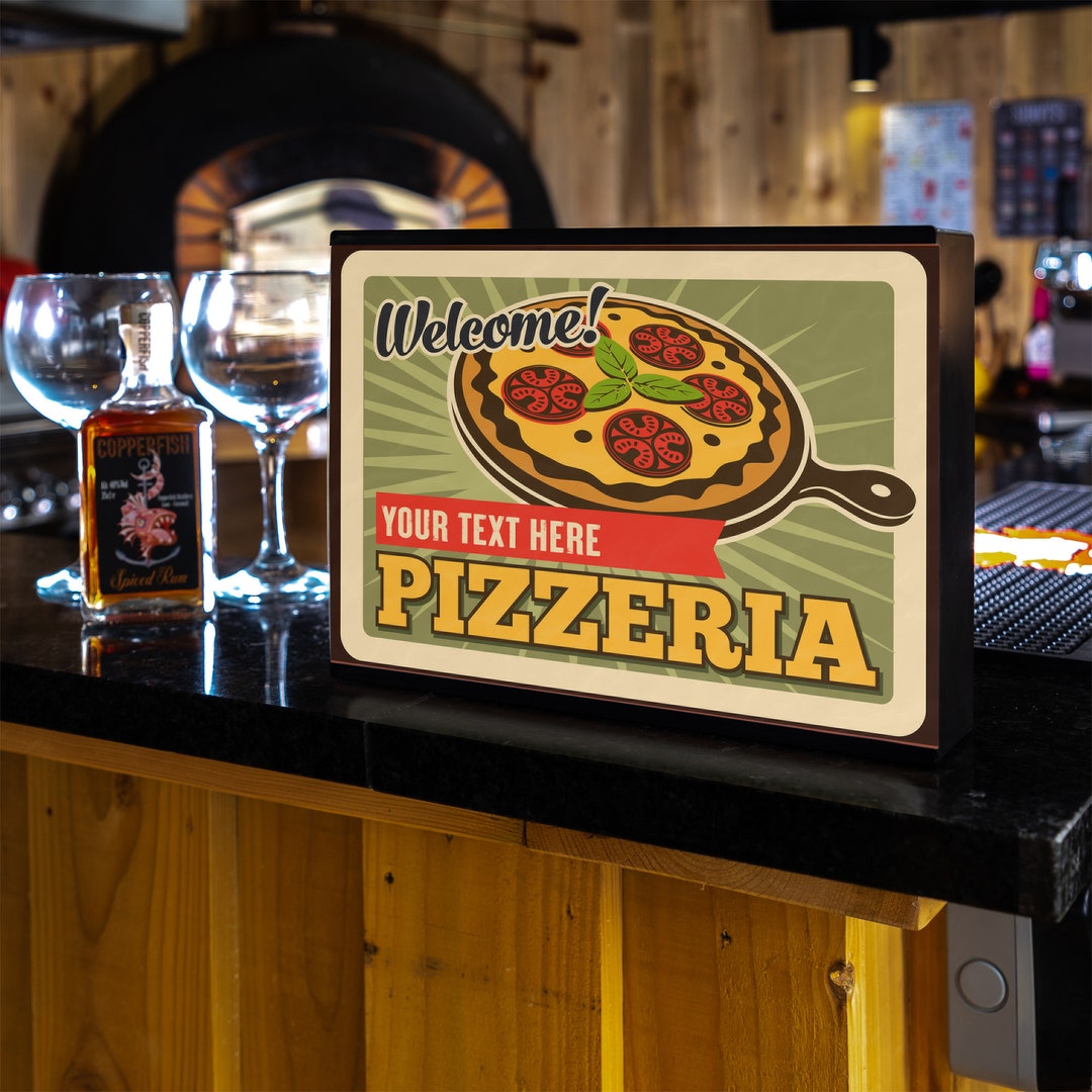 Personalised Light Box Room Sign XL Pizzeria | A4 Landscape Battery or ...