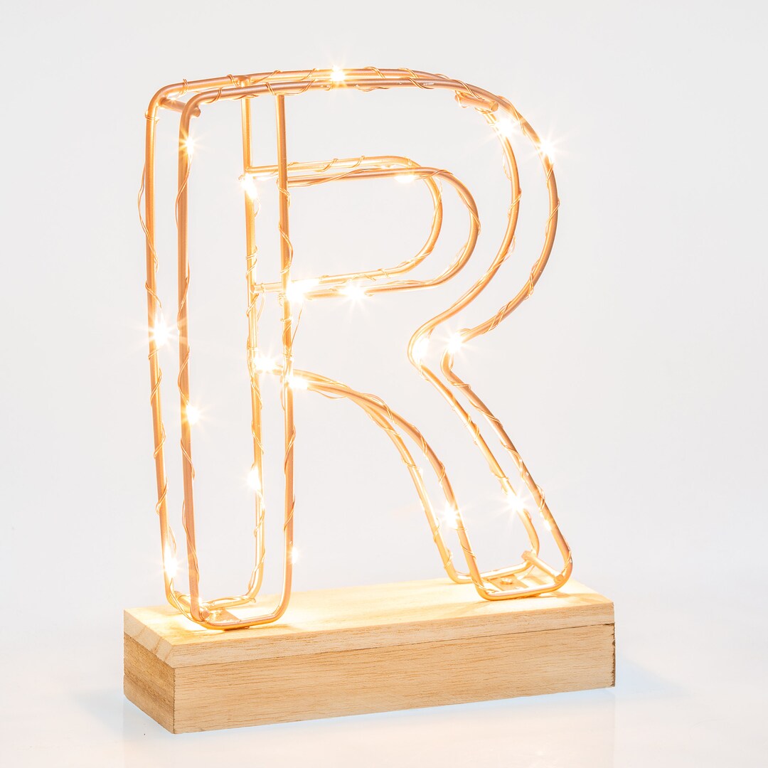 Light up Letter R Custom Name Copper Light up Letter Bedroom Living ...